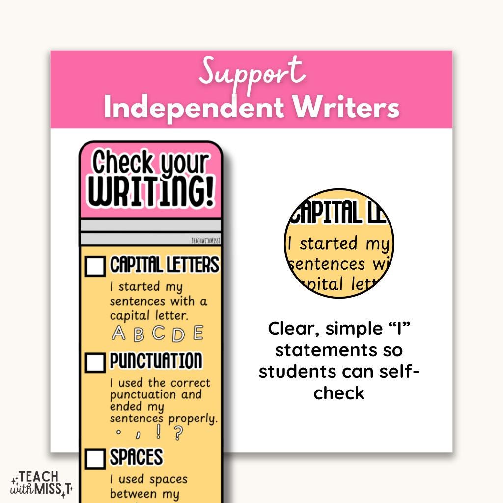 Primary Writing Checklist for Editing | Sentence Writing Anchor Chart ...