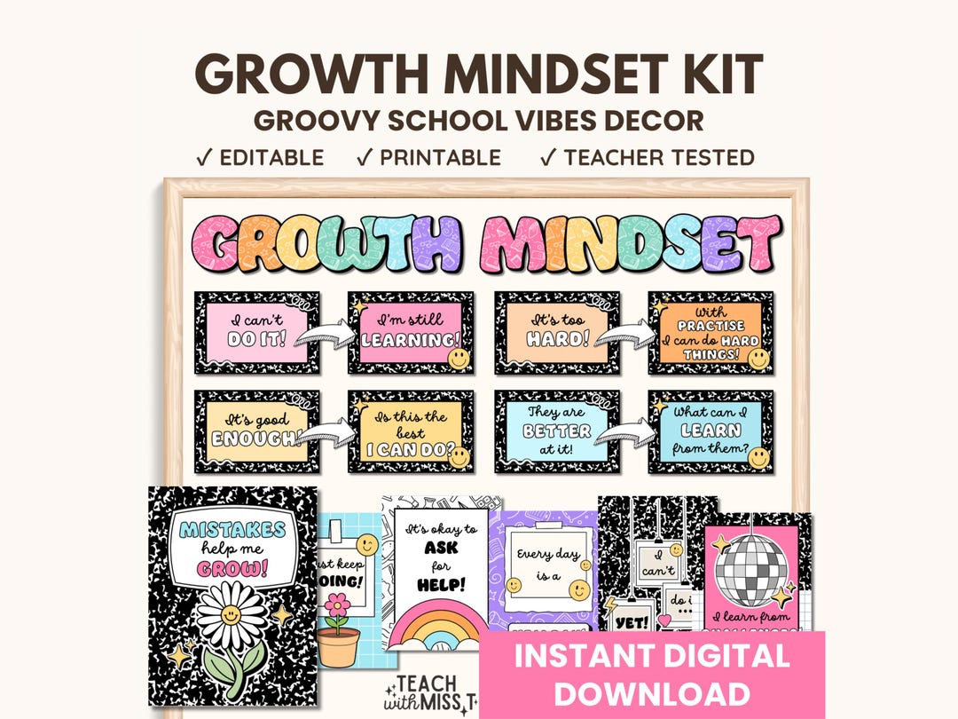 Composition Notebook Growth Mindset Classroom Posters Kit: Social ...