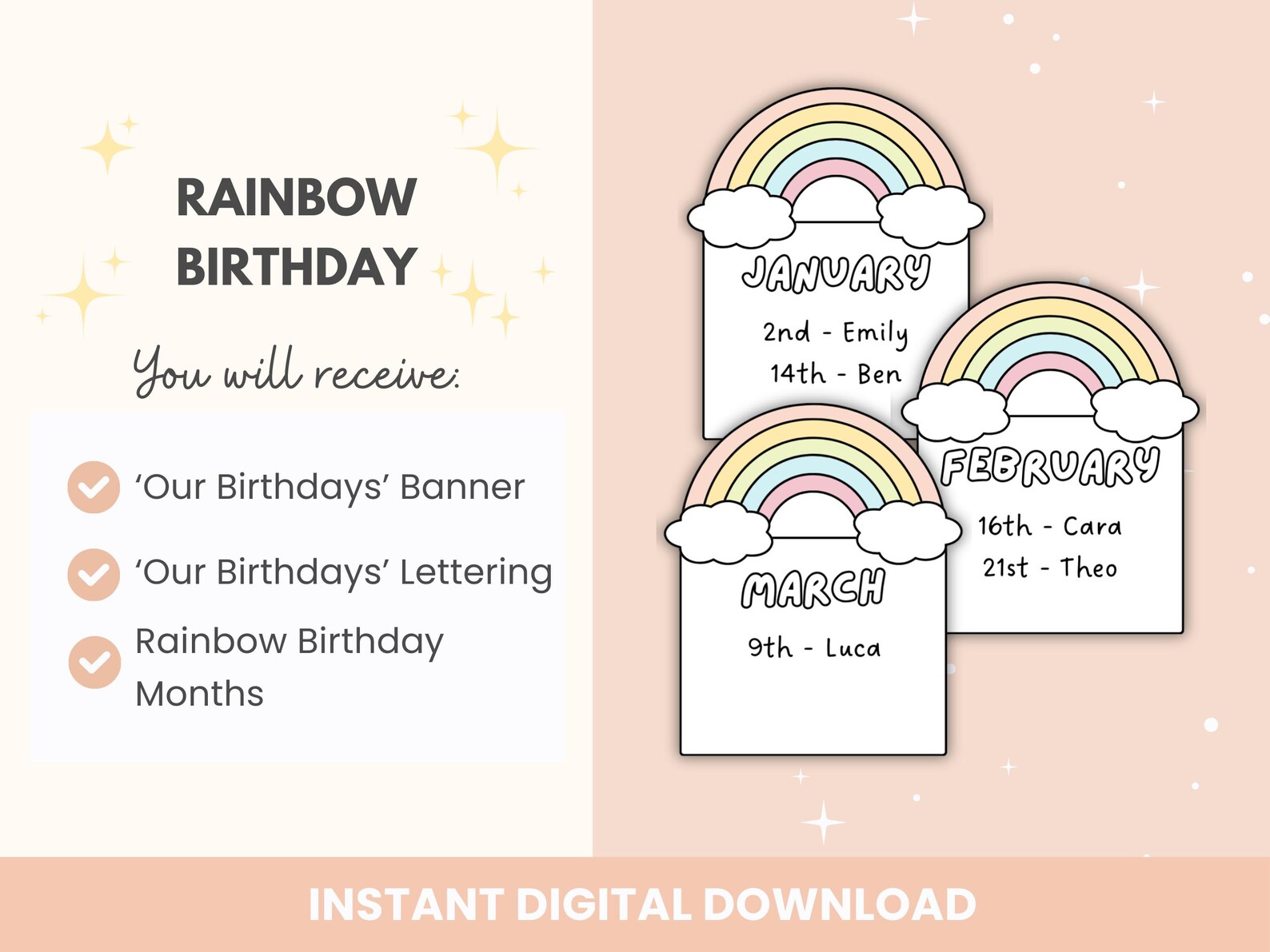 Rainbow Classroom Birthday Bulletin Board (digital Download) - Etsy