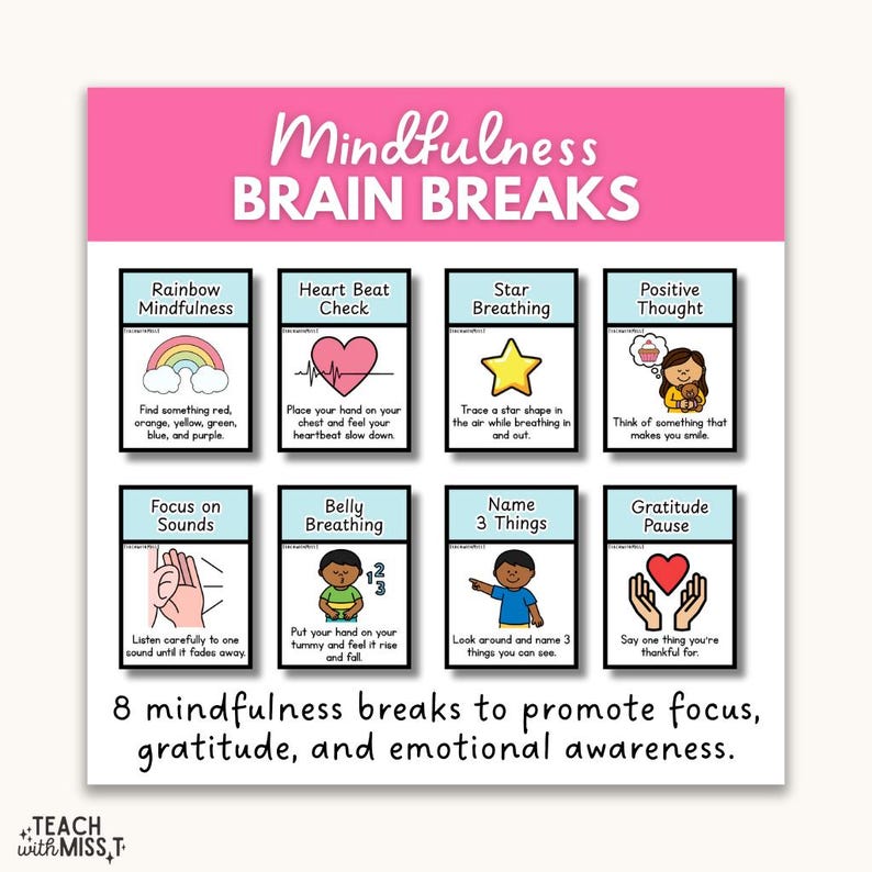 Brain Break Flashcards for Children | Emotional Regulation Cards ...