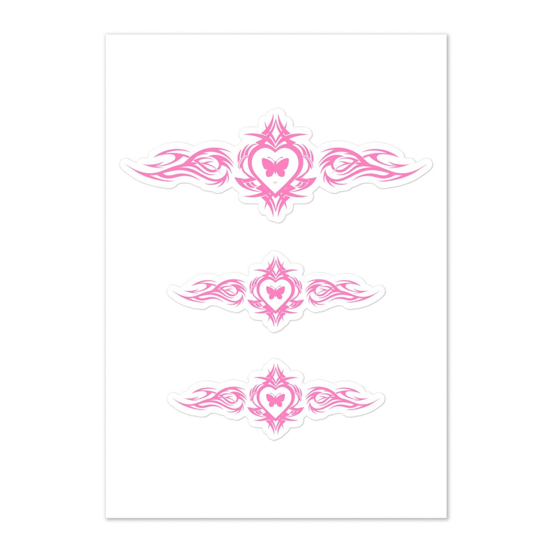 Fairycore Pink Butterfly Tattoo Aesthetic Stickers, for Aesthetic ...