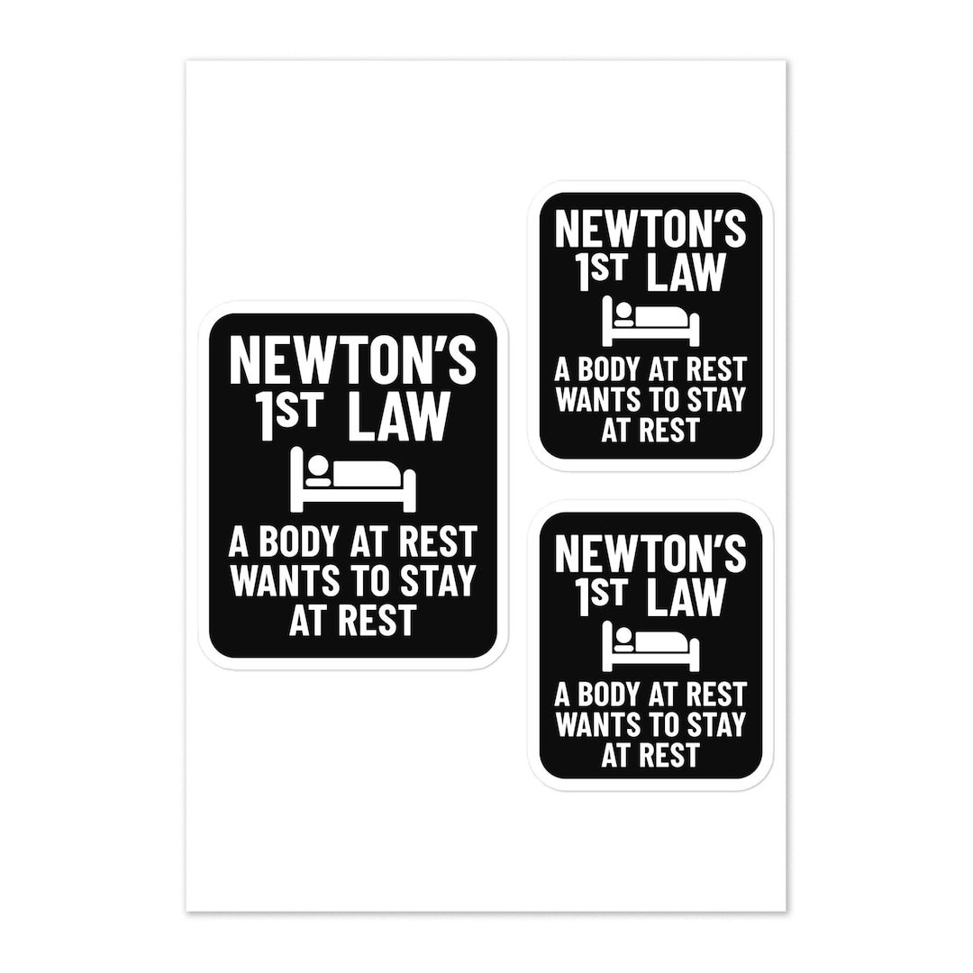 Newton's First Law Fun Stickers, Physics Jokes and Science Humor for ...