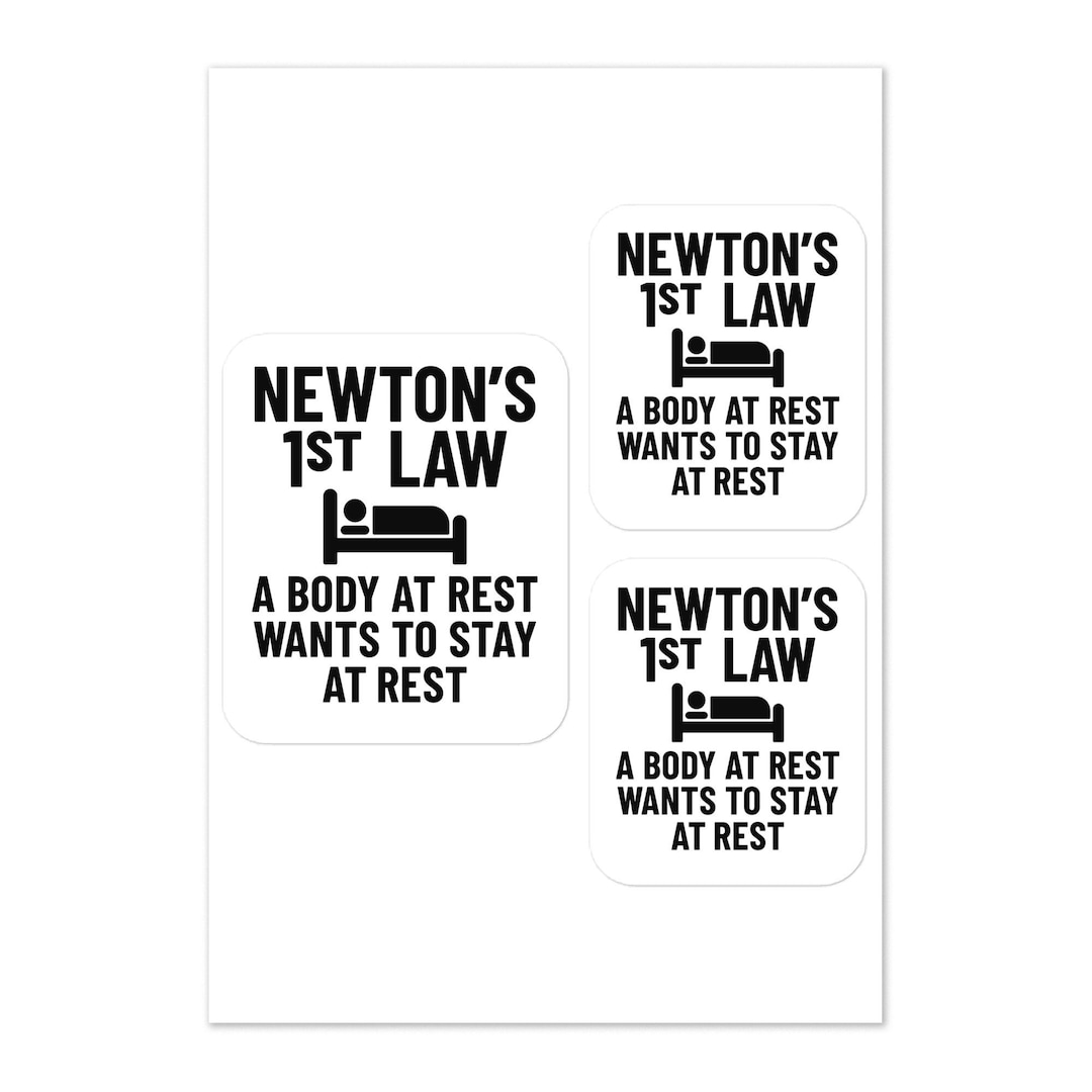Newton's First Law Jokes Stickers, Science Humor, Funny Physics Joke ...