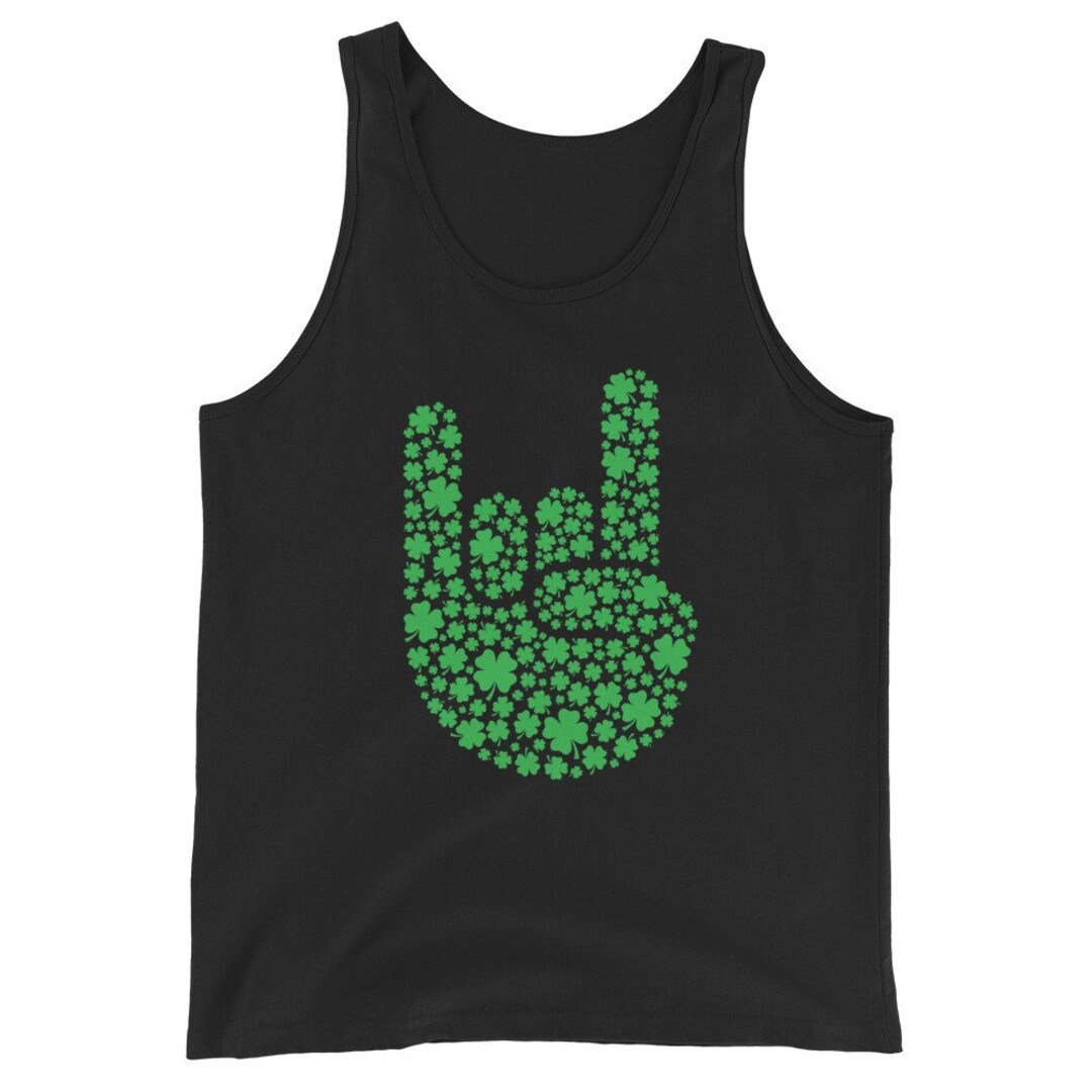 Rock on St Patricks Day Shamrock Sign Men Tank Top, Gift for Metal Fans ...
