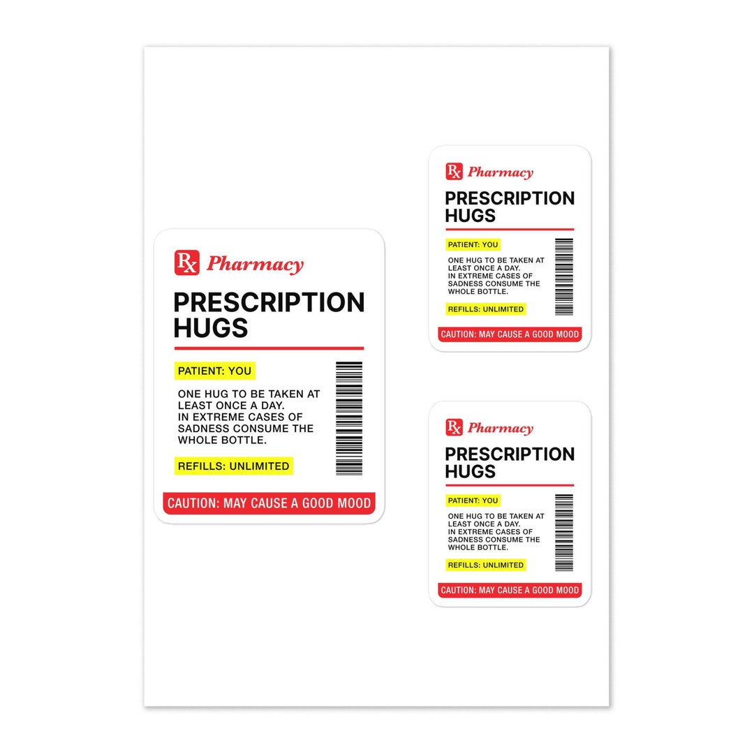 Prescription Hugs Bottle Label Sticker: Funny and Unique Halloween Gift ...