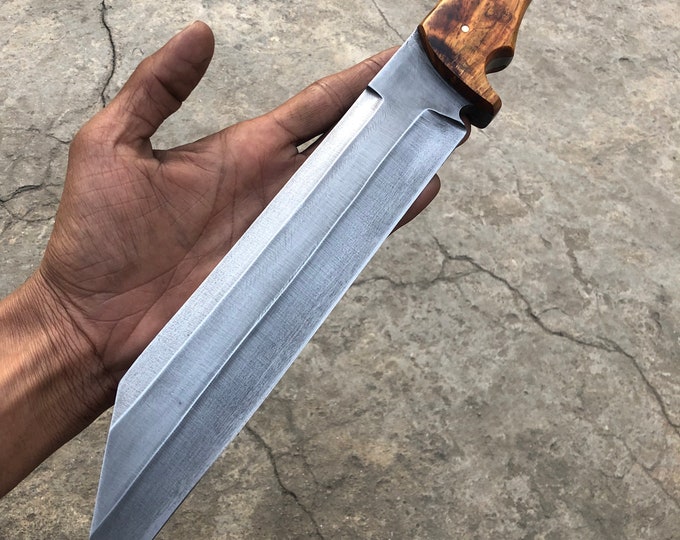 Antiqued Custom Handmade 5160 Spring Steel Viking Medieval Seax Knife ...