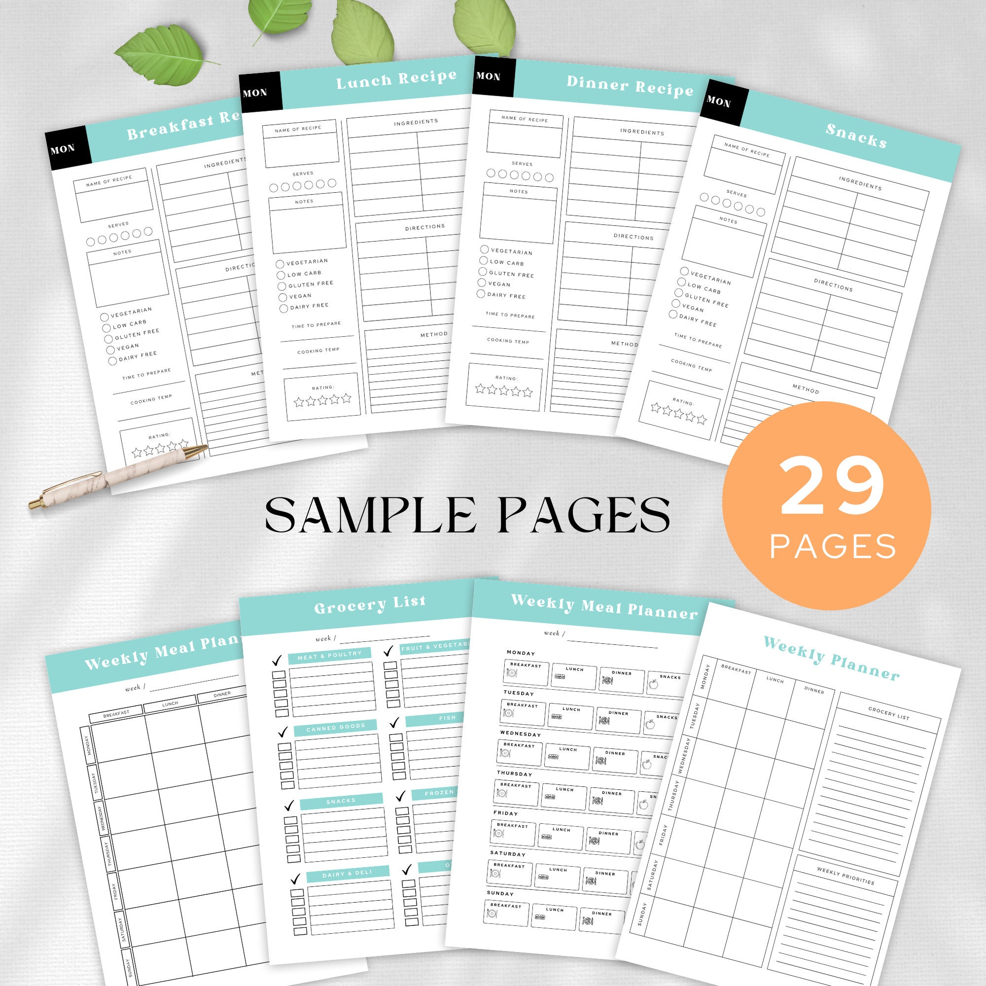 Daycare Meal Planner, Editable Weekly & Monthly Daycare Menu, Printable ...