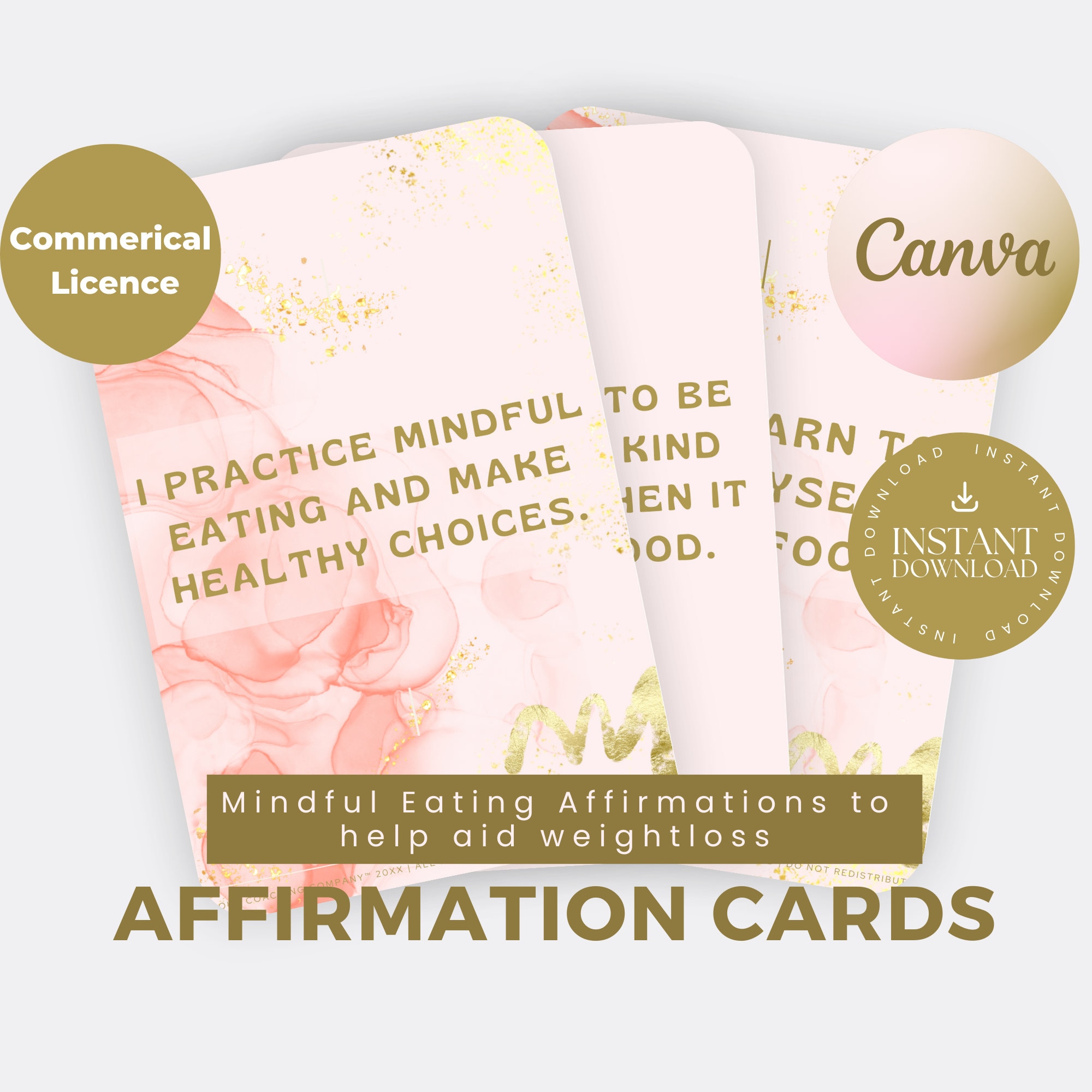 Affirmation Cards for Weightloss, Mindful Eating Workbook, Canva ...