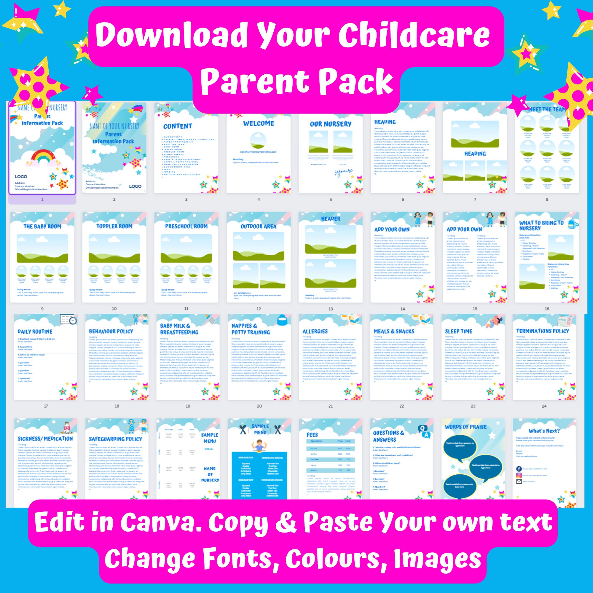 Childcare Parent Handbook, Home Daycare Parent Book, Daycare Provider ...