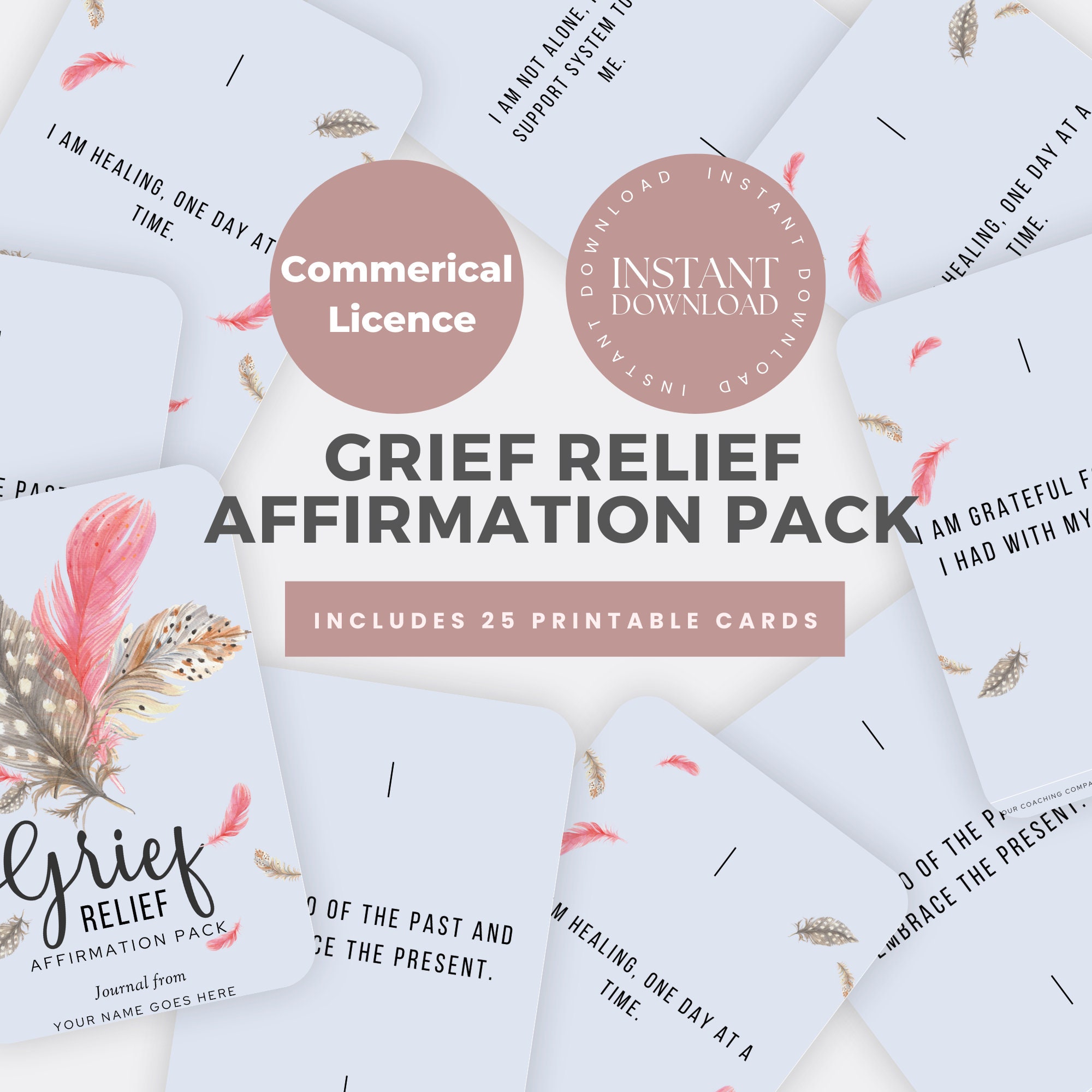 Grief Affirmation Cards Set, COMMERCIAL USE, Coping With Grief & Loss ...