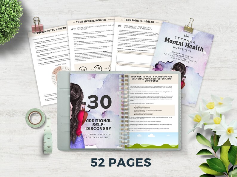 Mental Health Workbook for Teens Journal, Therapy Worksheet and Coping ...