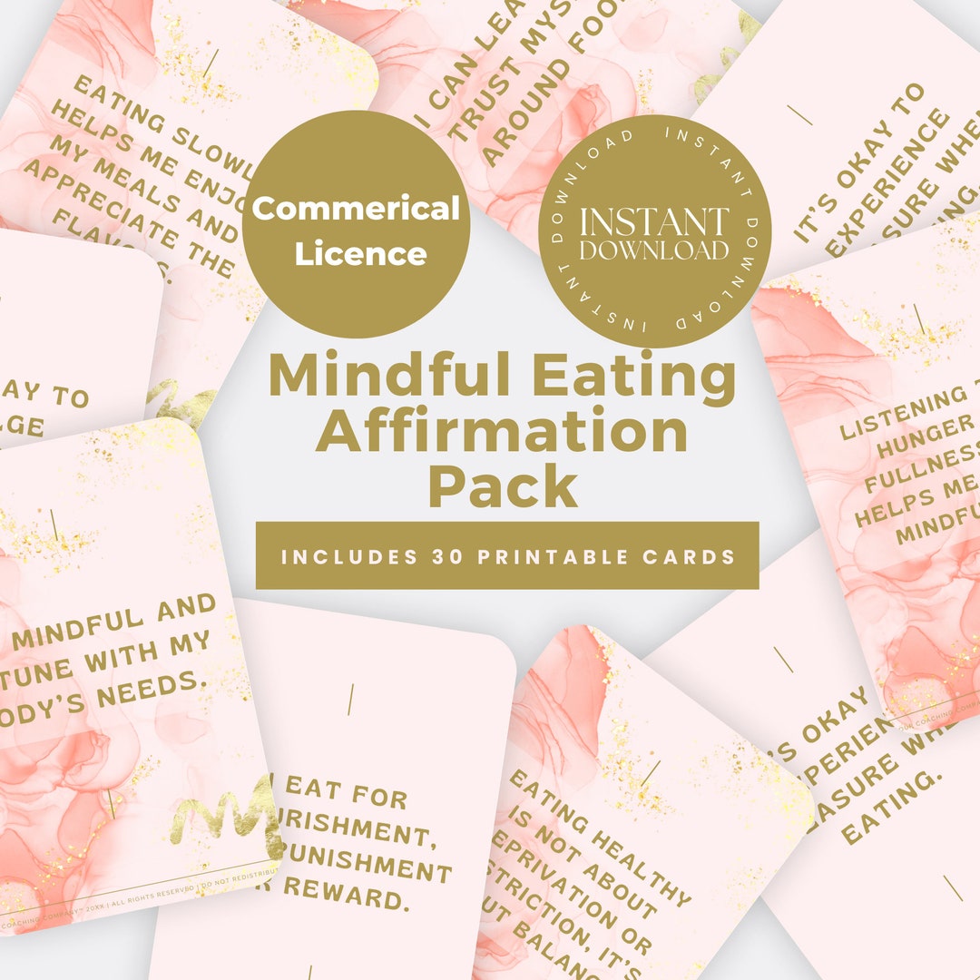 Affirmation Cards for Weightloss, Mindful Eating Workbook, Canva ...