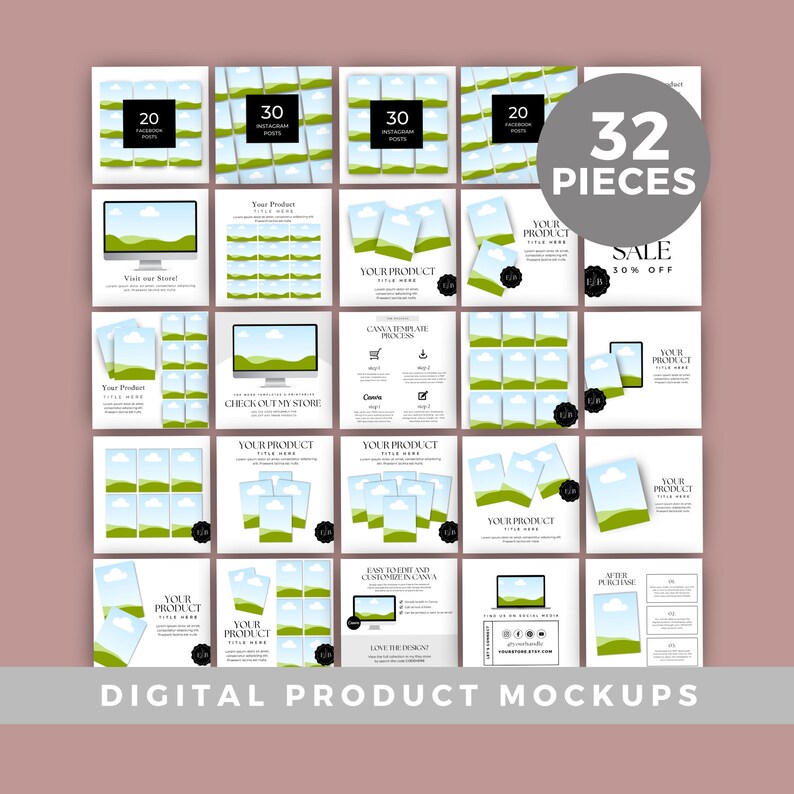 Etsy Mockup Templates Digital Downloads Canva, Etsy Store Listing ...