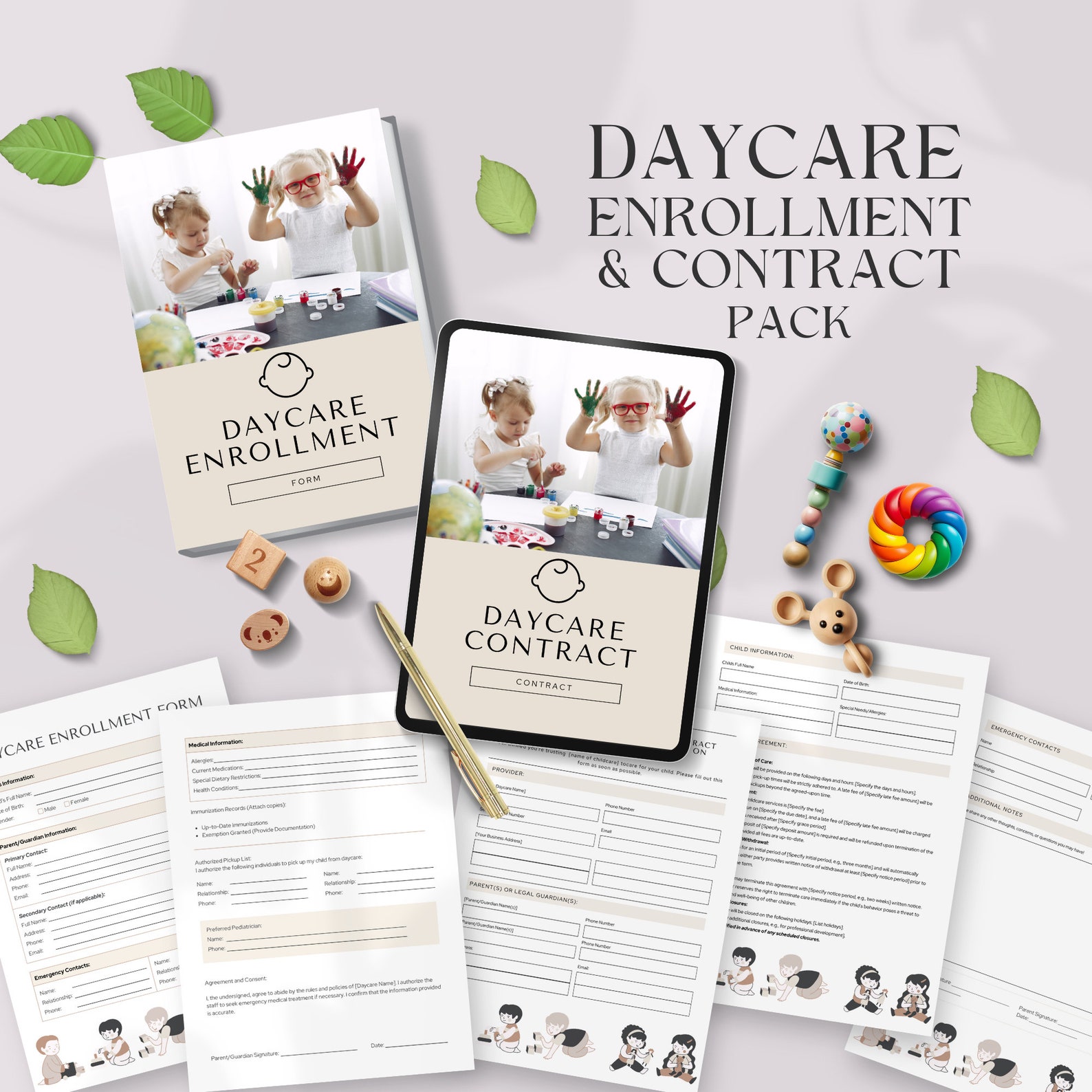 Daycare Contract Form, Agreement, Home Day Care Enrollment Template for ...