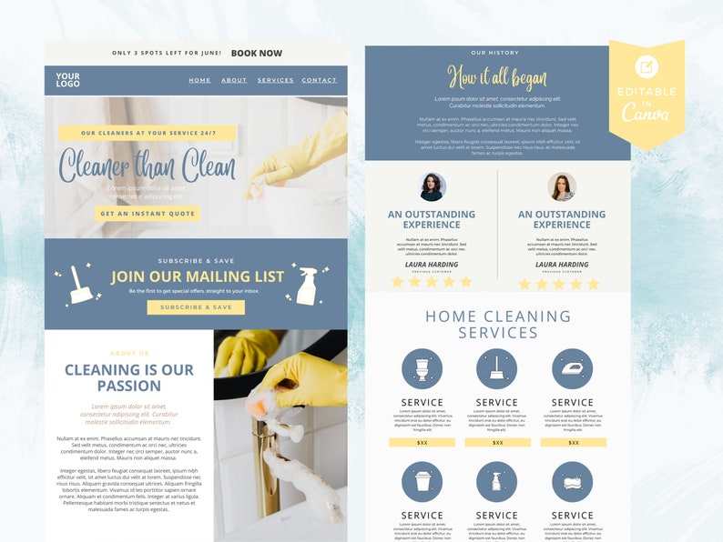 Cleaning Service Website, Canva Template, House Cleaning Business Start ...