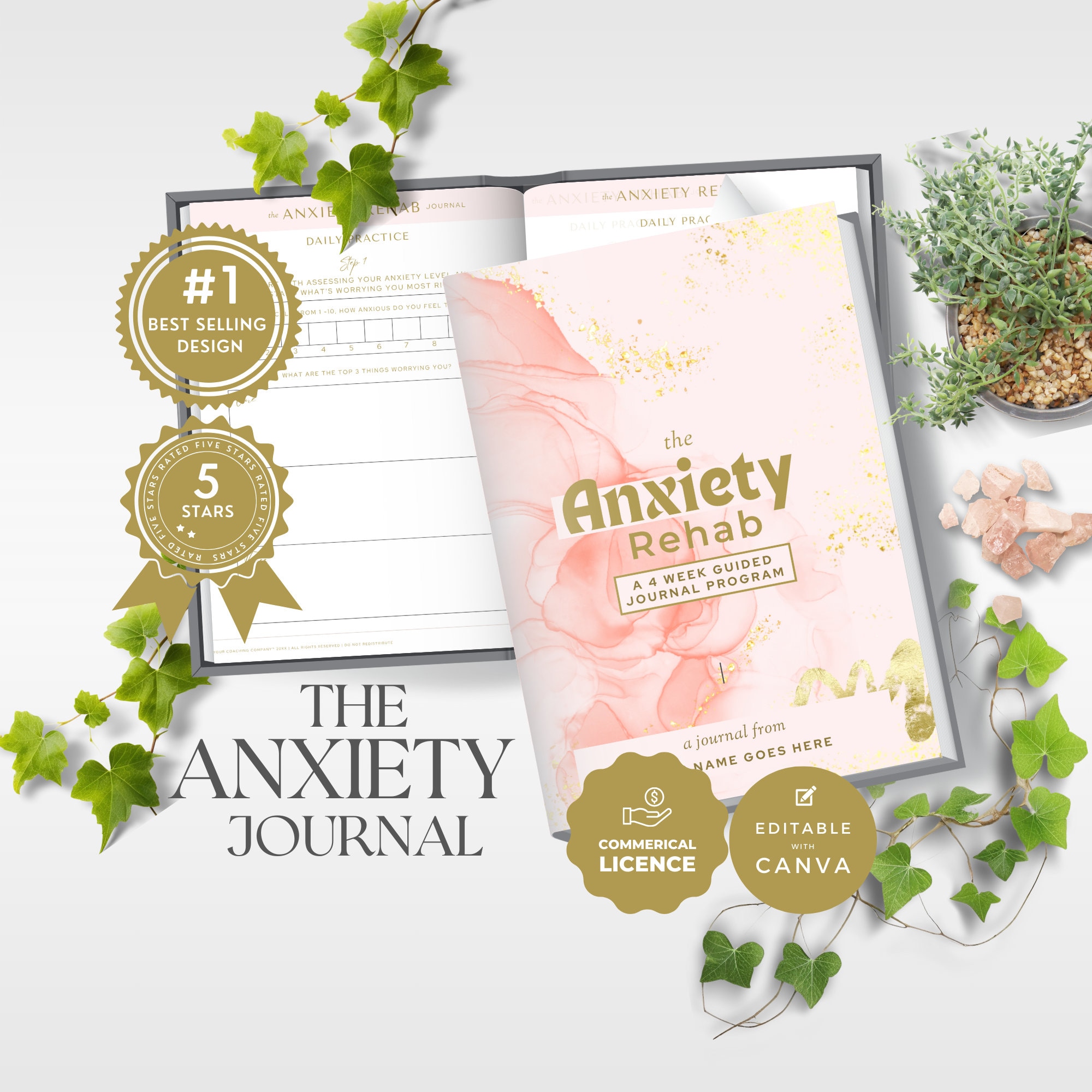 Anxiety Journal Template Canva Templates Health Journal COMMERICAL USE ...