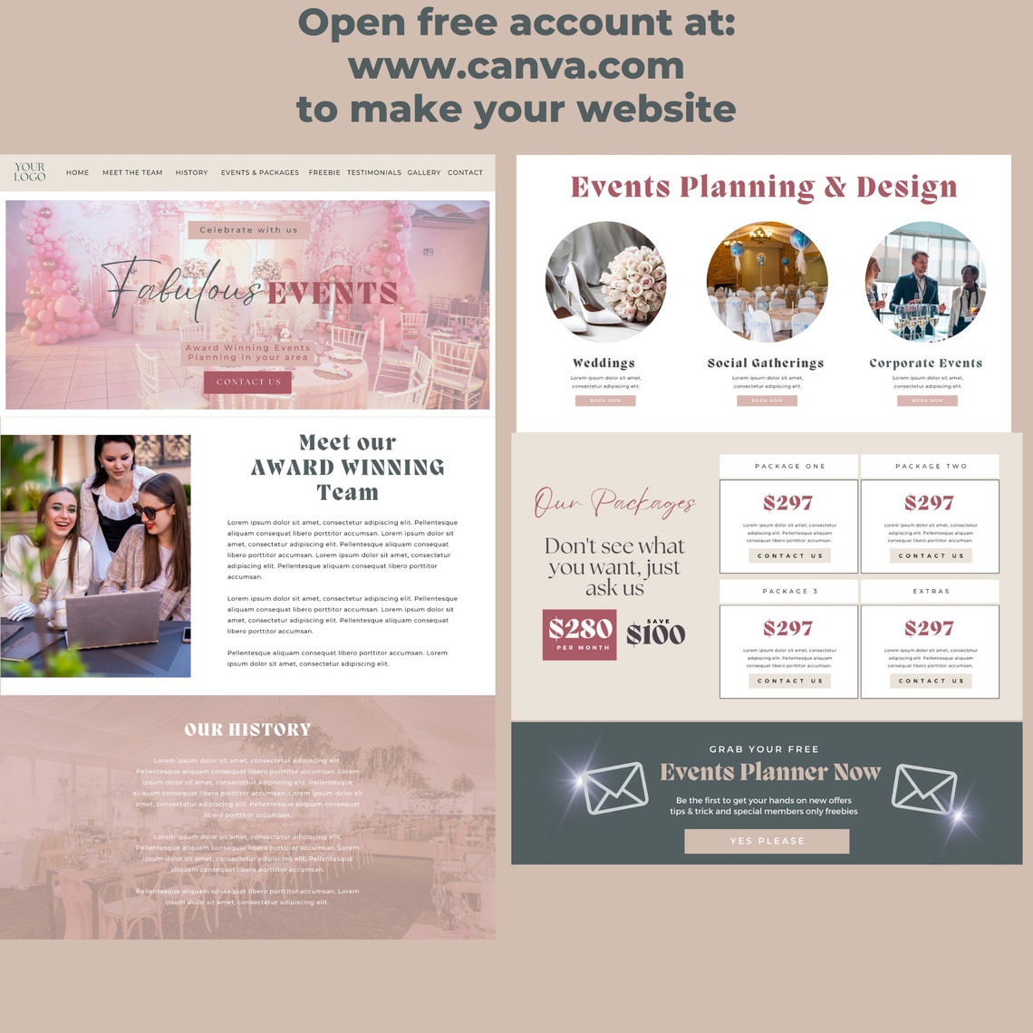 Canva Website Events Planner Also Suitable for Wedding and - Etsy