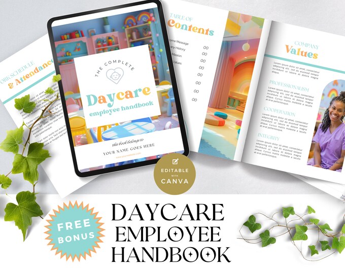 Employee Handbook Childcare, Daycare Employee Forms, Daycare Business ...