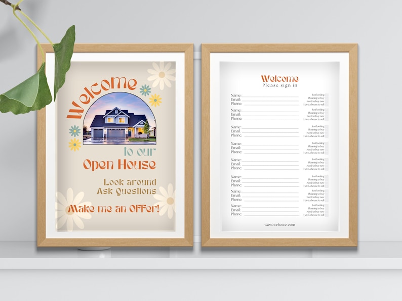 Printable Open House Sign-in Sheet Modern Retro Canva Open - Etsy