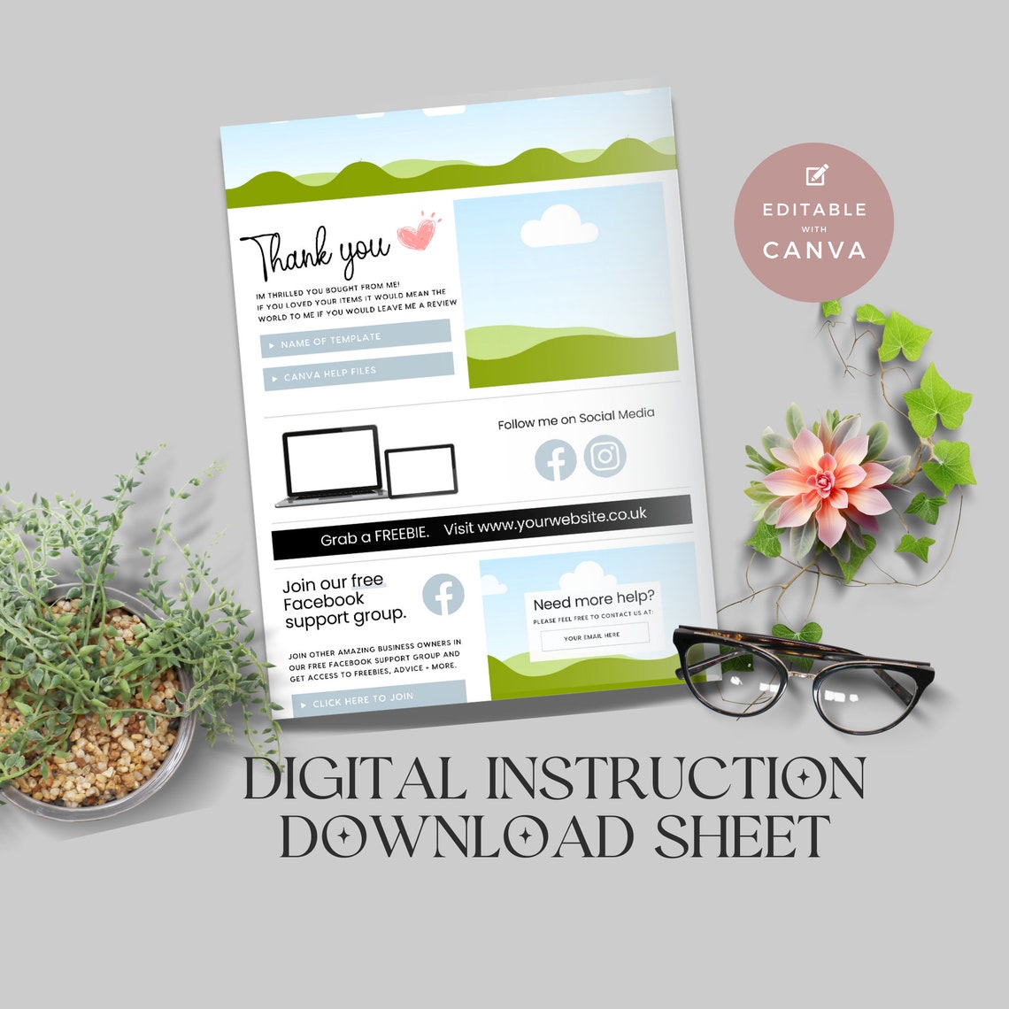 Canva Digital Download Instructions, Download Instruction Template for ...