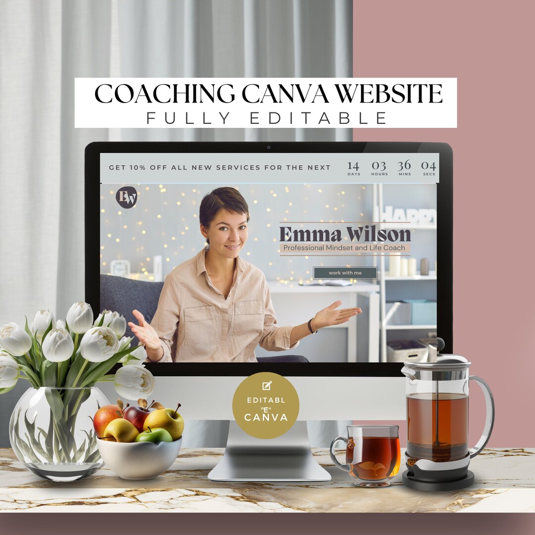 Coaching Website Template Canva One Page, Business Coach, Course ...