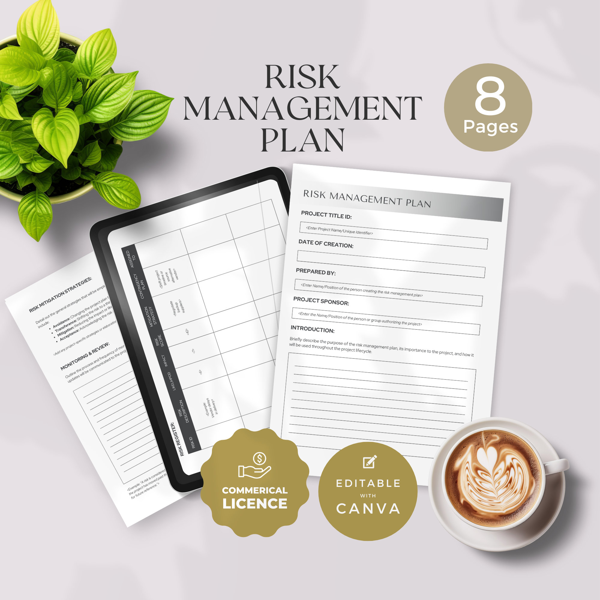 Project Management Risk Assessment Template, Risk Matrix & Log, Risk ...