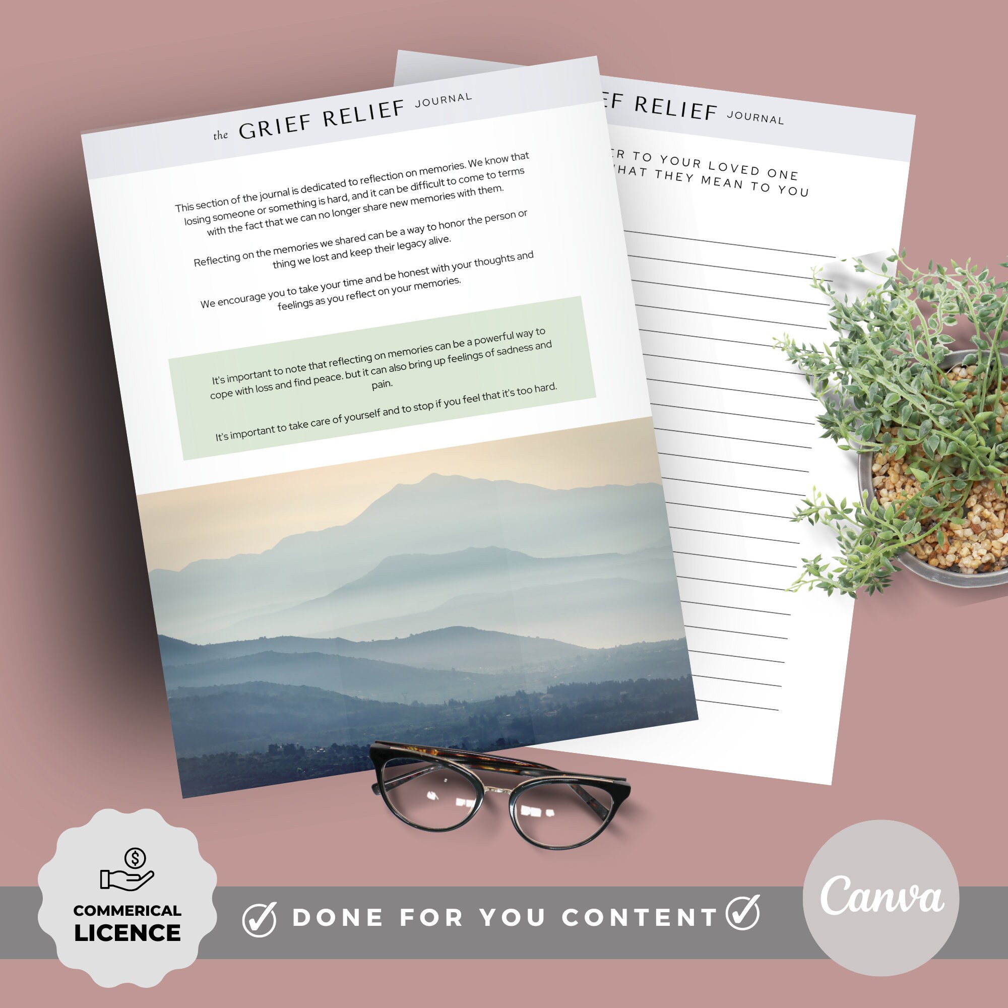 Grief Journal Printable, Prompts for Coping With Grief, Workbook ...