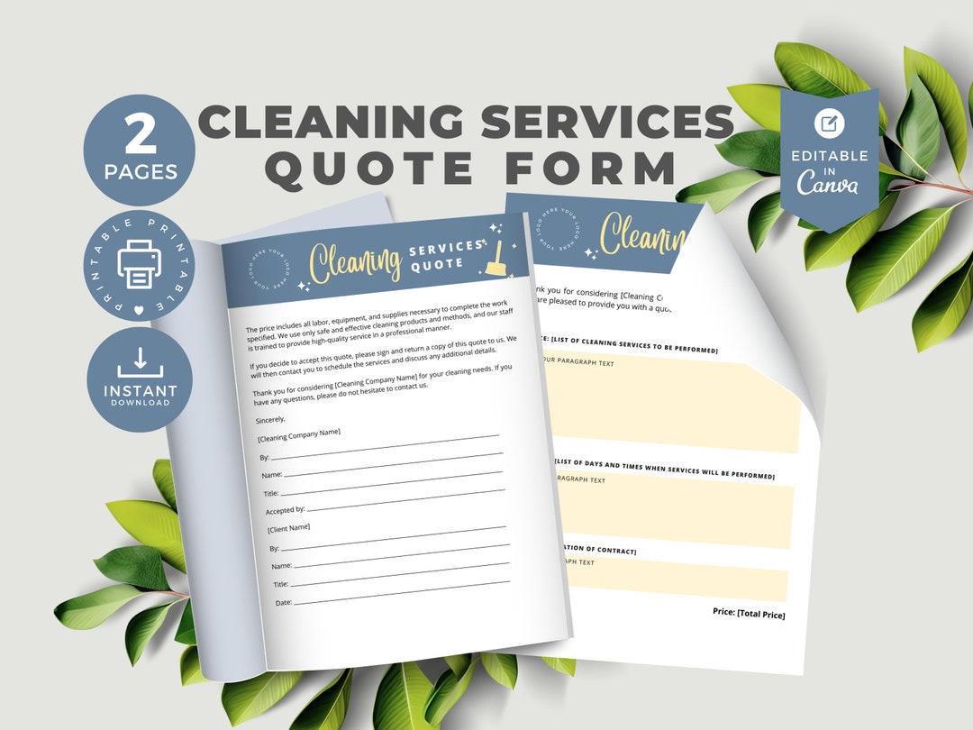 Cleaning Services Estimate Template, Commerical Cleaner Business ...
