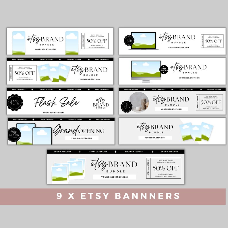 Etsy Shop Banners Set, Canva Mockup Template for Marketing, Etsy Store ...