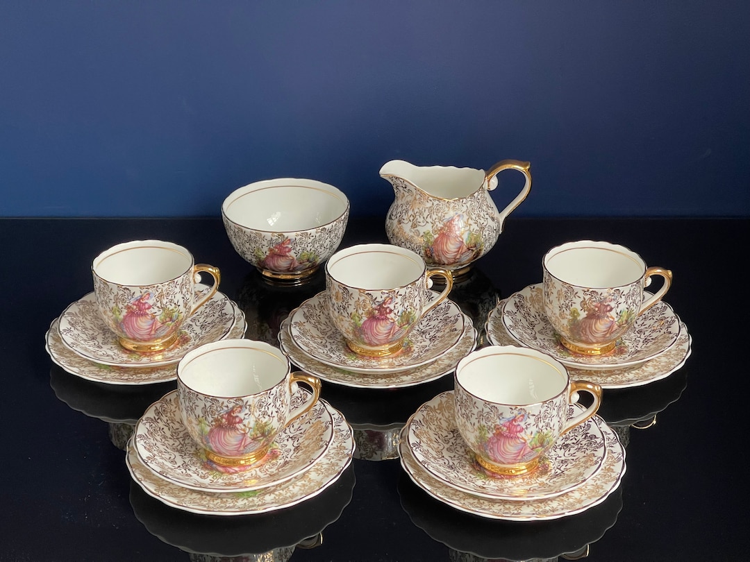 Vintage Lubern Bone China 22kt Gold Pinkie Tea Set - Items Individually ...