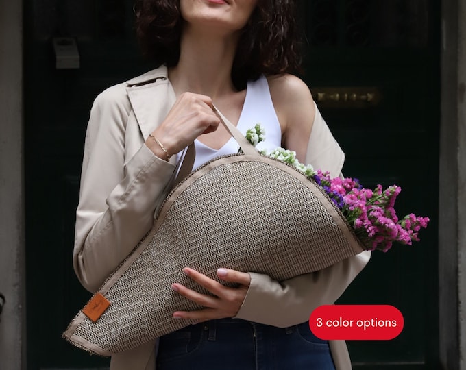 Fresh Cut Flower Tote, Lay Flat Flower Carrier With Pocket, Canvas Bag ...