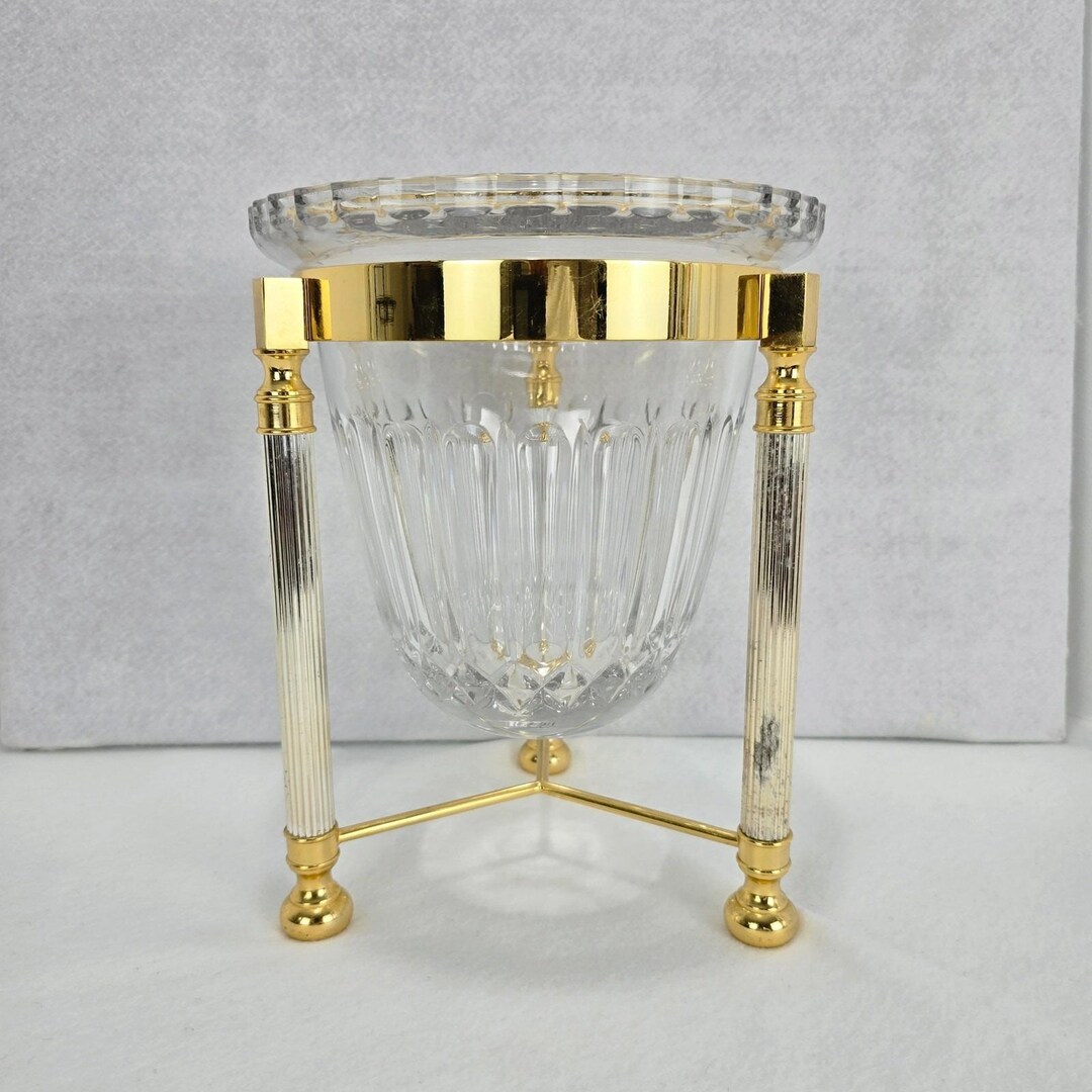 Design Guild Crystal Champagne Chiller Vertical Cut With Stand Brass ...
