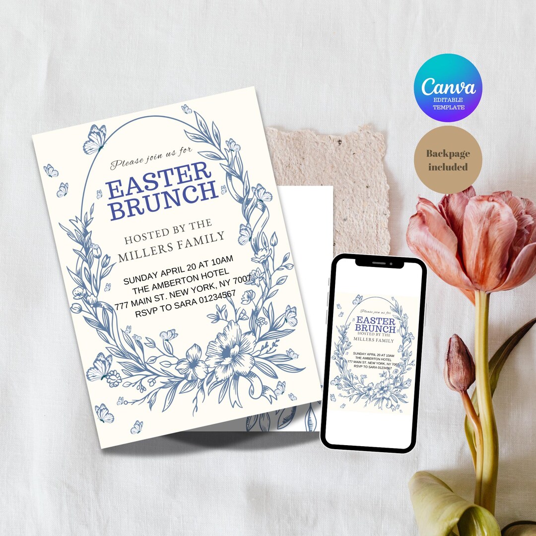 Easter Invitation Card Printable Easter Card Personalized Easter Card ...