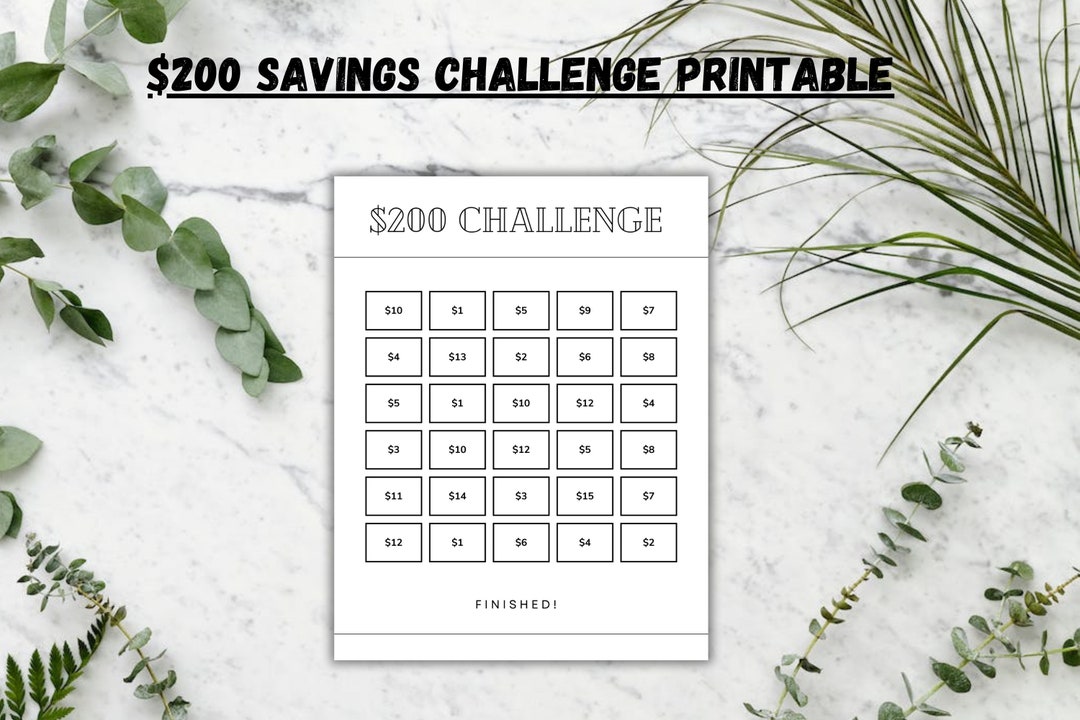200 Savings Challenge Savings Challenge Printable PDF Cash Savings ...