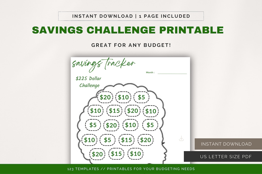 Savings Challenge Printable for Any Budget - Etsy