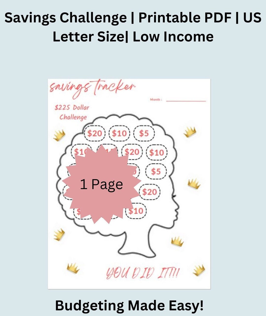 Savings Challenge Printable PDF: Reach Your Financial Goals on - Etsy ...