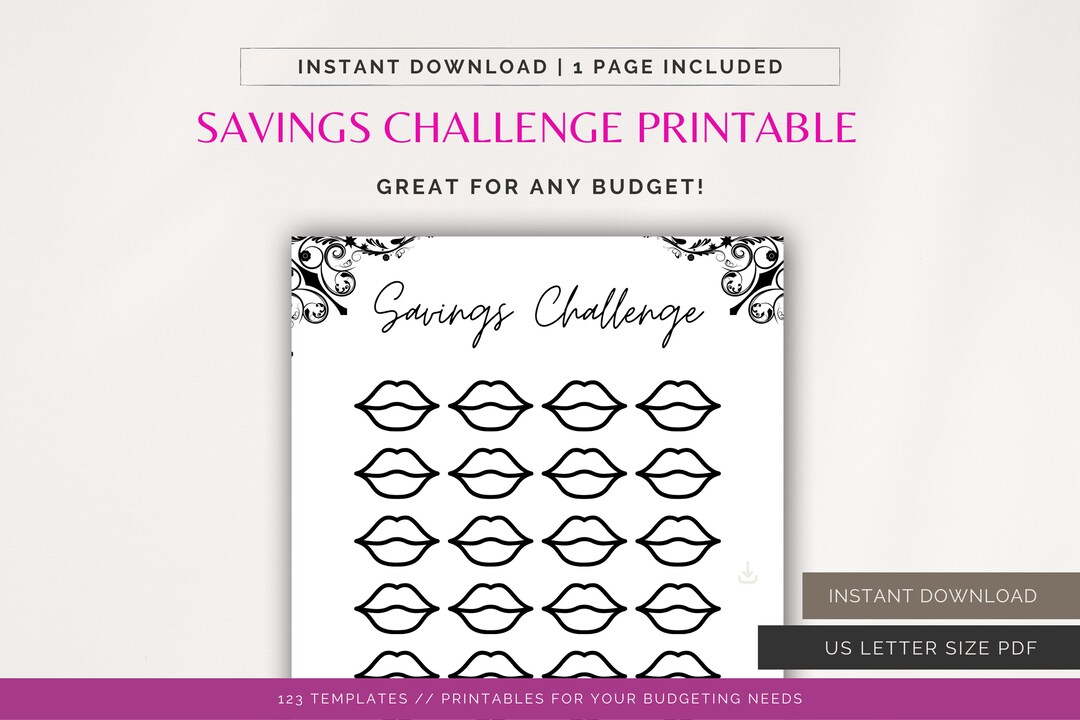 Savings Challenge Printable for Any Budget - Etsy