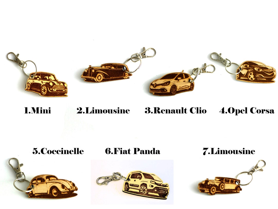 Car Key Ring, Model of Your Choice - Engraving Possible on the Back - Etsy