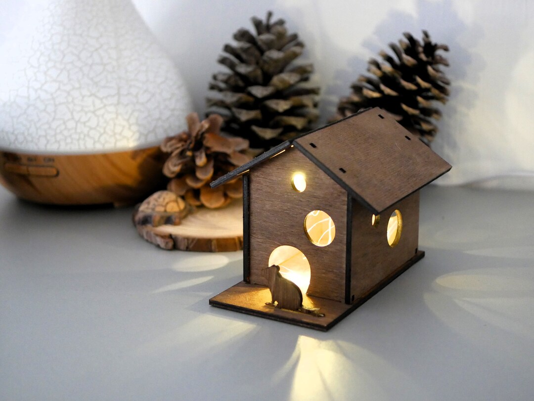 House of the Little Mouse Wooden Light Decoration - Etsy