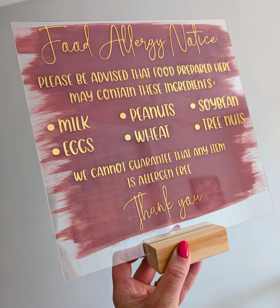 Customisable Food Allergy Stall / Stand Customer Awareness Sign Plaque ...