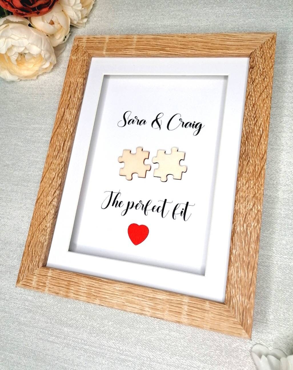 Couple Personalised the Perfect Fit Puzzle Pieces Wedding Anniversary ...