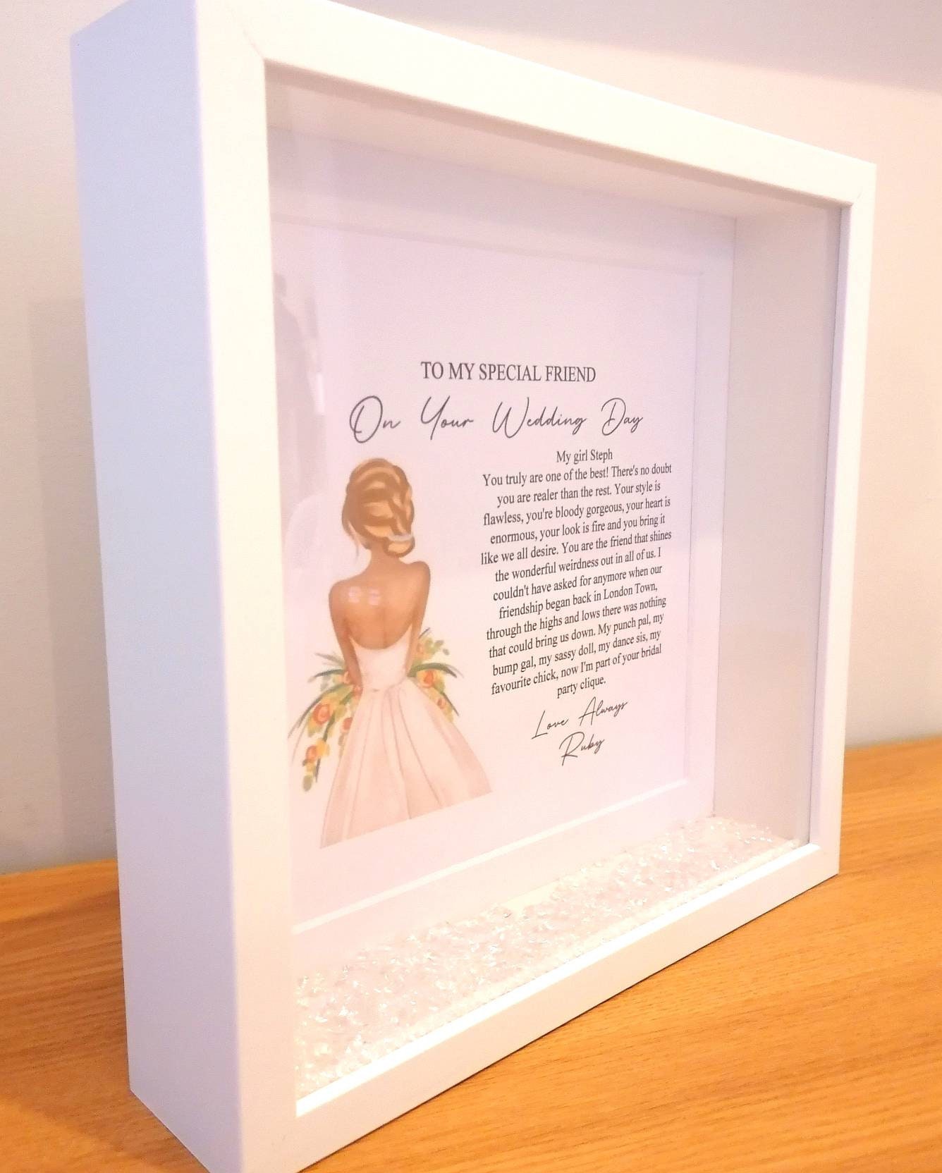 Best Friend Wedding Day Bride Bridesmaid Maid of Honor Friend Keepsake ...