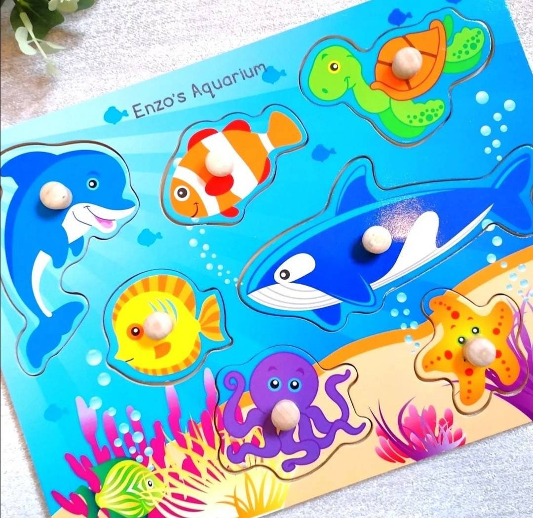 Personalised Sea Animals Aquarium Fish Peg Board Puzzle - Etsy