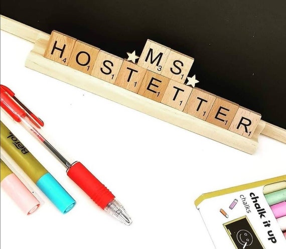 Scrabble Rack Teacher Name Personalised Gift Desk Sign | Etsy