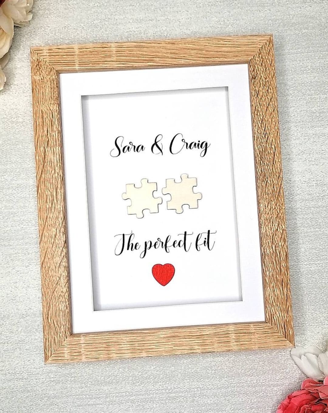Couple Personalised the Perfect Fit Puzzle Pieces Wedding Anniversary ...
