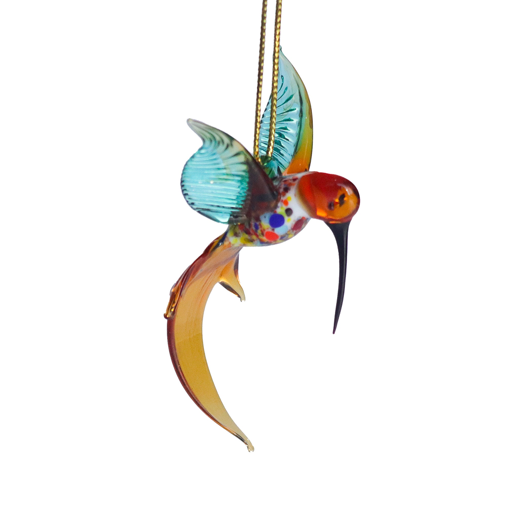 Noel Tree Bird Glass Ornament, Hangable Glass Hummingbird Figure, Blue ...