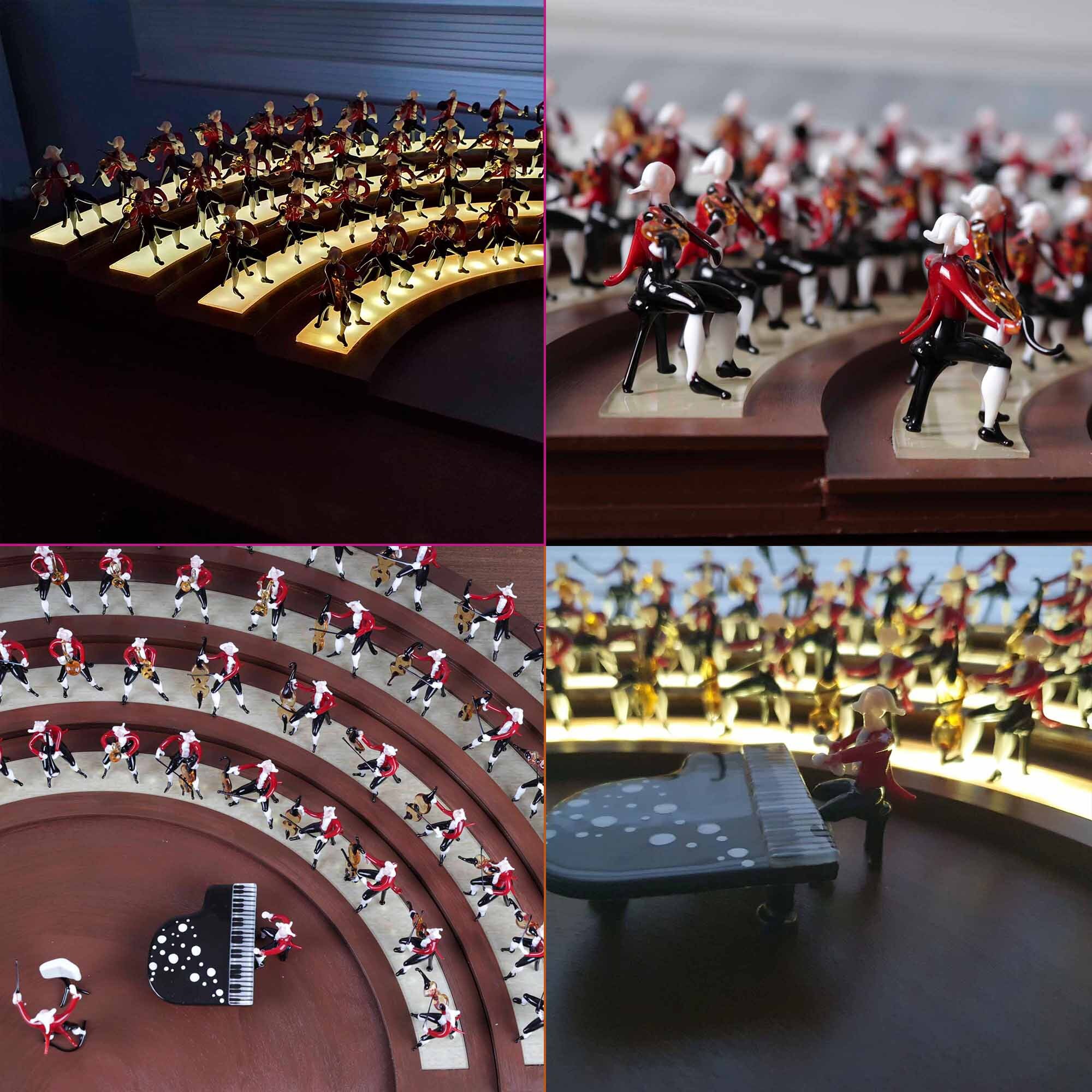 Glass Orchestra With 80 Musician Figures, Led Illuminated Platform ...