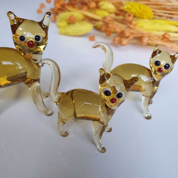 Glass Cat Figurine - Etsy
