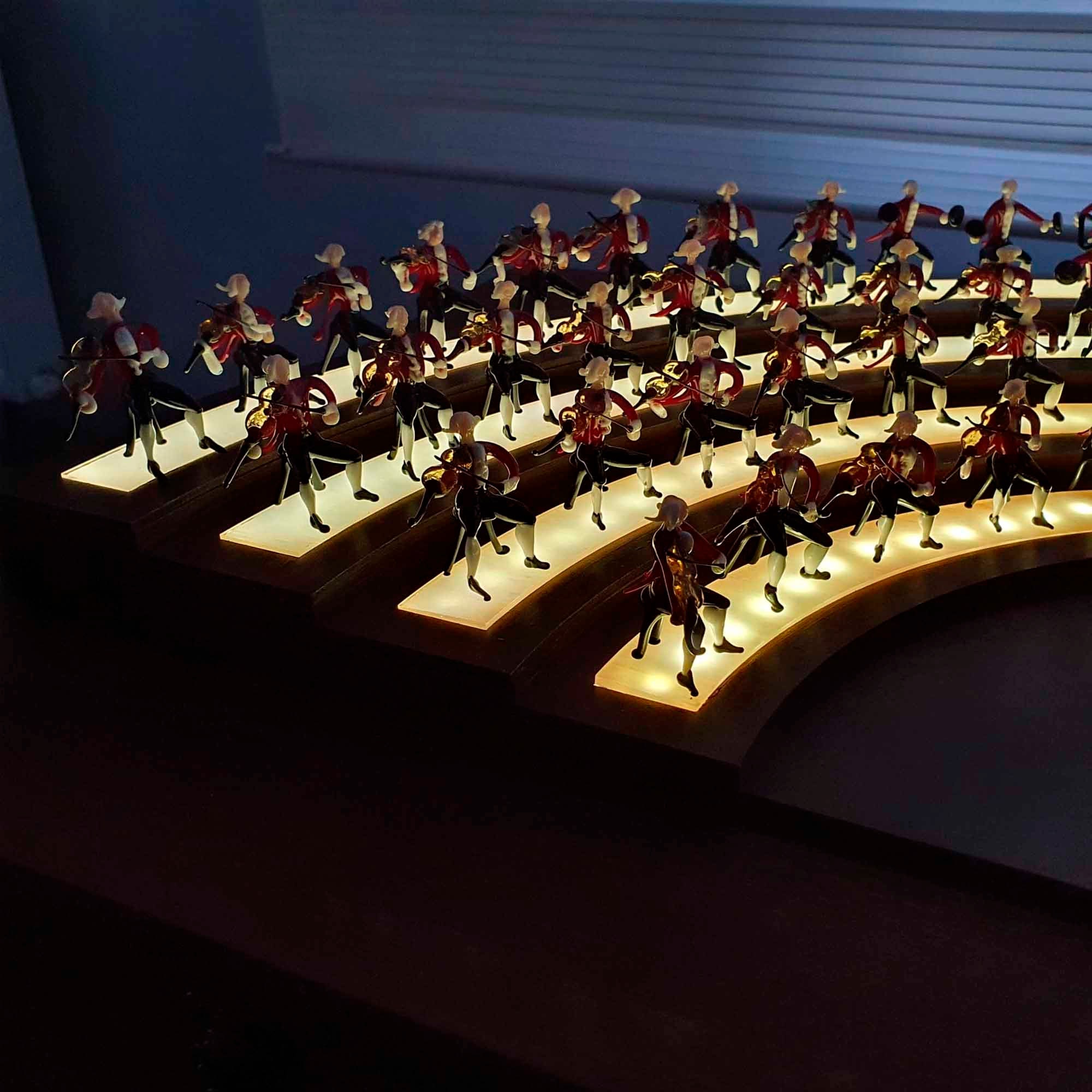 Glass Orchestra With 80 Musician Figures, Led Illuminated Platform ...