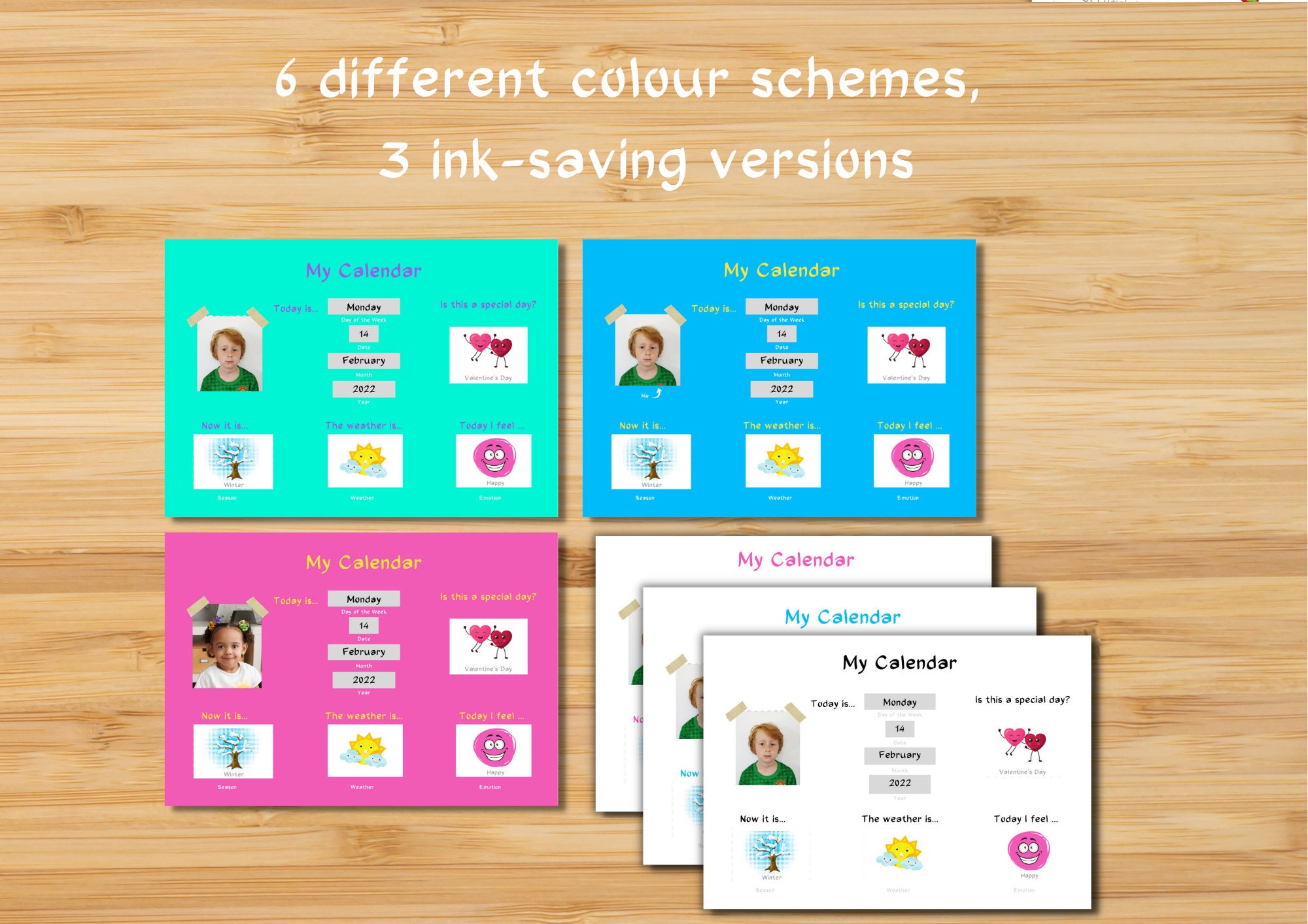 All About Today Calendar for Children, Printable All Year Chart for ...